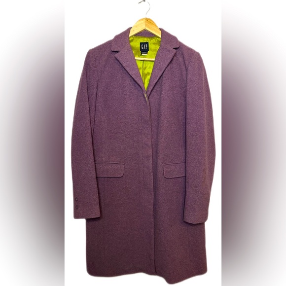 GAP | Jackets & Coats | Vintage Y2k Gap Wool Trench Purple Exterior And Lime Green Liner Medium ...